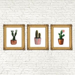 Instant Download Watercolor Succulent Cactus Printable Set of 6 Kitchen ...