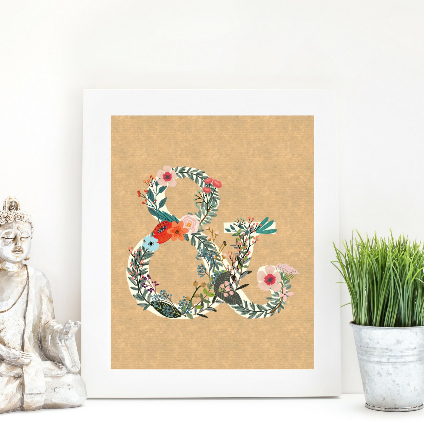 Instant Download Floral Ampersand And Sign Rustic Kraft | Etsy