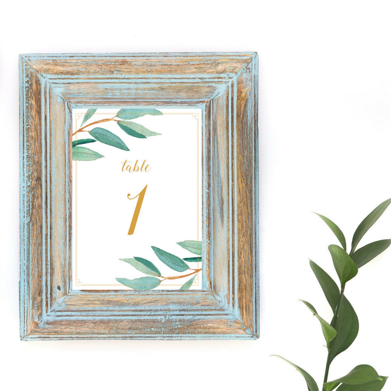 Eucalyptus Bohemian Floral Table Numbers 4x6 and 5x7 Wedding Table ...