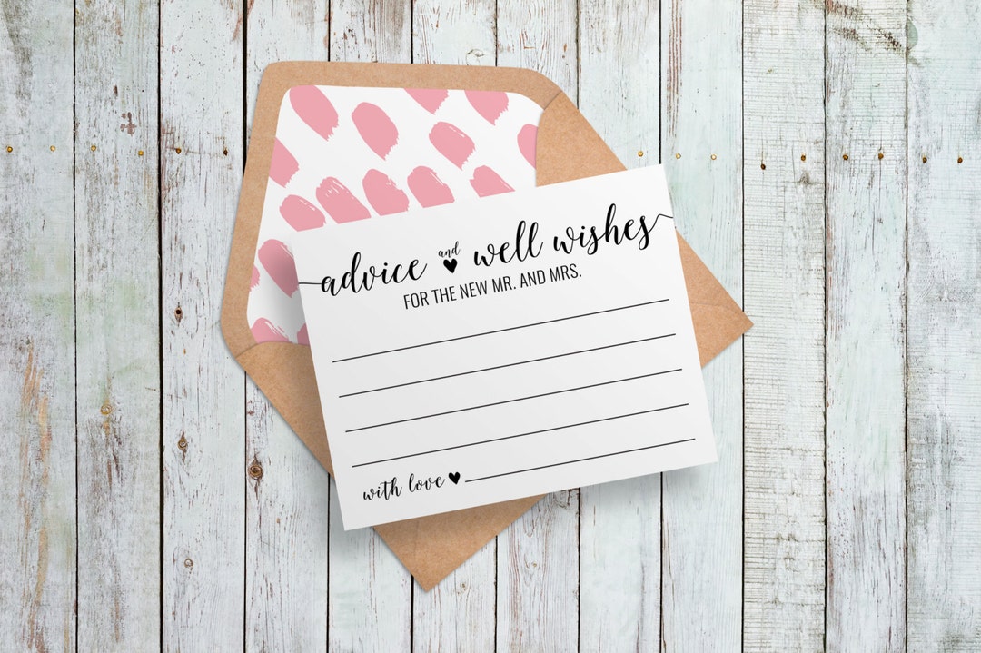 Diy Printable Advice And Wishes Cards Instant Download Wedding Ceremony