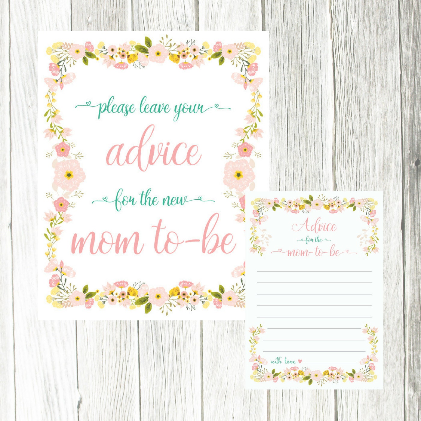 Diy Printable Advice For Mom To Be Sign And Advice Cards Etsy