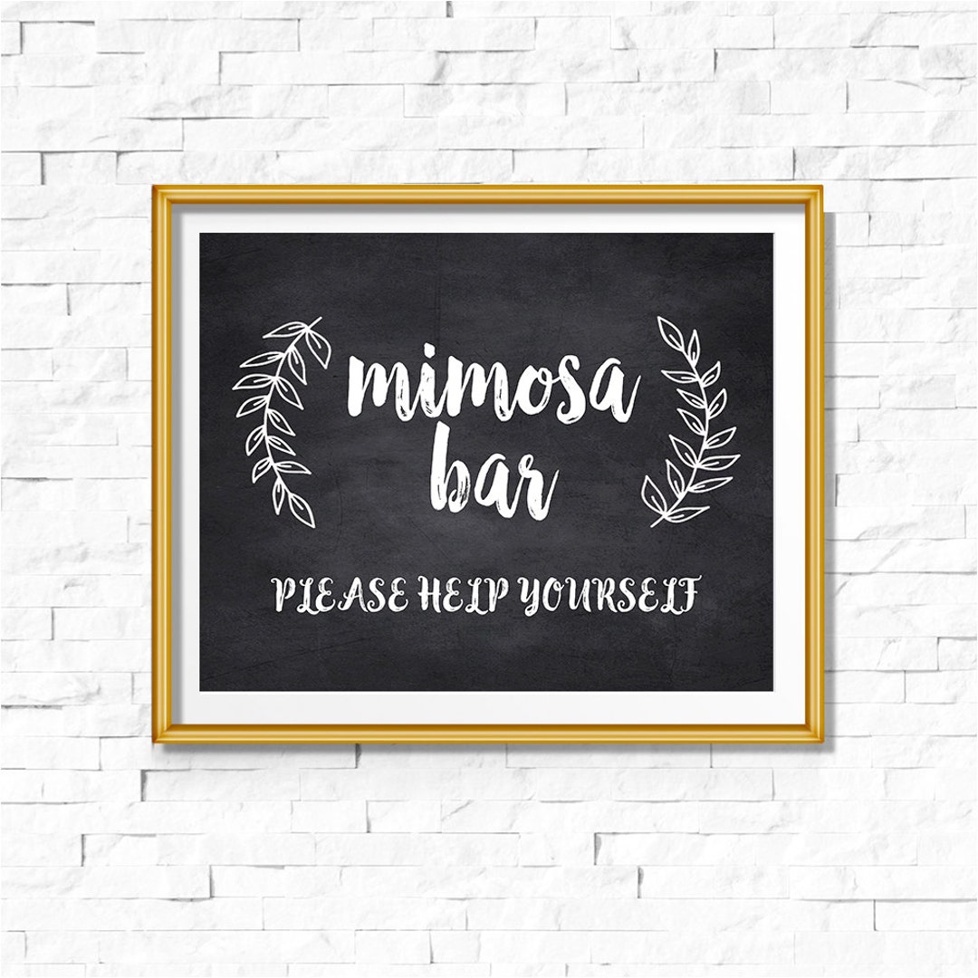 DIY PRINTABLE Rustic Chalkboard Mimosa Bar Sign Instant - Etsy