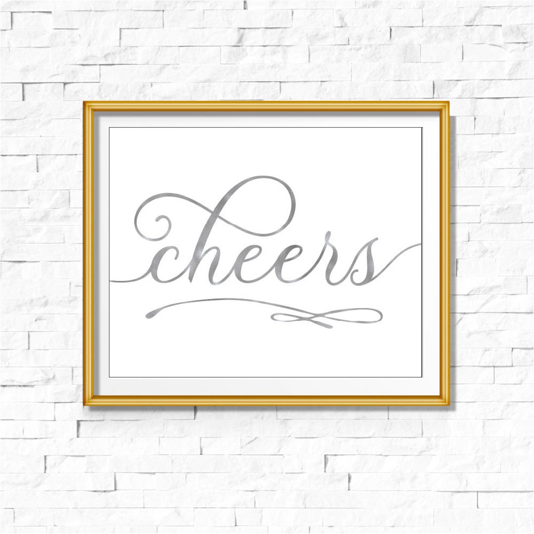 DIY PRINTABLE Silver Cheers Sign Instant Download Wedding Ceremony ...