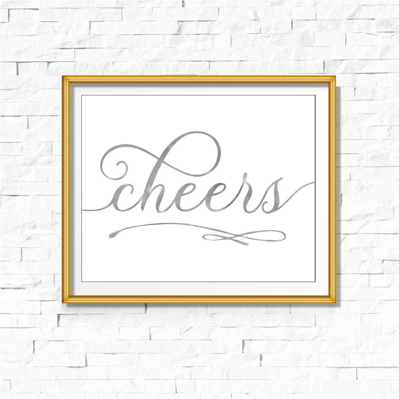 DIY PRINTABLE Silver Cheers Sign Instant Download Wedding | Etsy