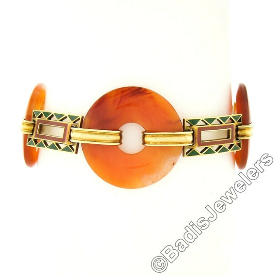 Antique Breathtaking 6.5" 14k Yellow Gold Grooved Pla… - Gem