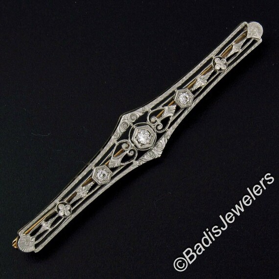 Antique Art Deco Platinum Top and 14k Yellow Gold Old… - Gem