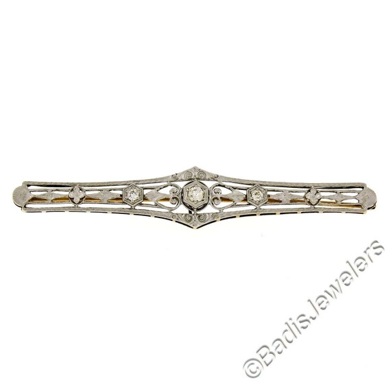 Antique Art Deco Platinum Top and 14k Yellow Gold Old… - Gem