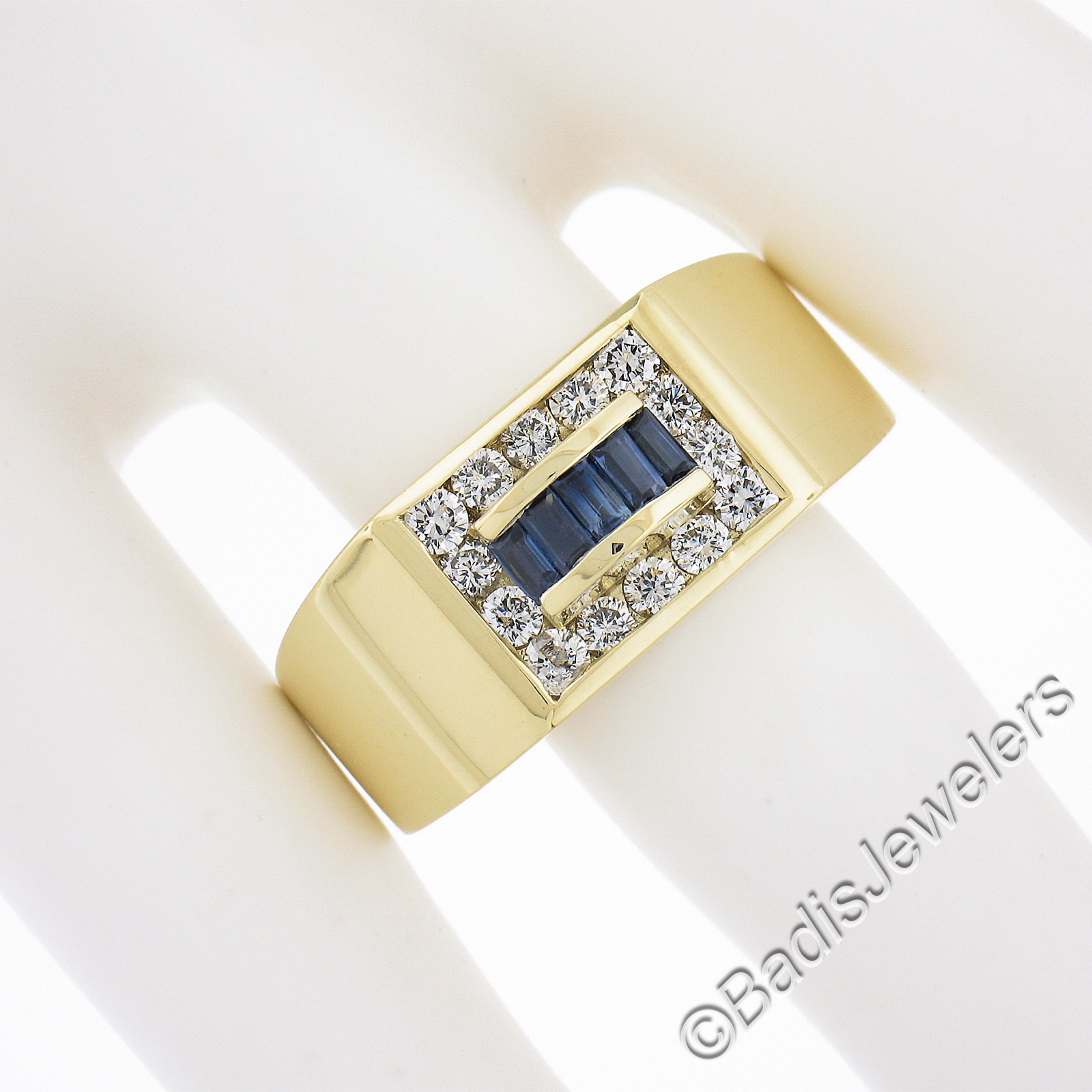 Men's 18K Yellow Gold 0.95ctw Baguette Channel Set Sapphire Men's 18K Yellow Gold 0.95ctw Baguette Channel Set Sapphire