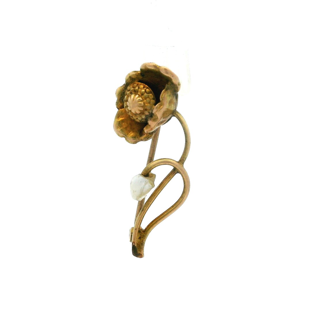 Antique Art Nouveau 14k Yellow Gold Petite Handmade Detailed Etched ...