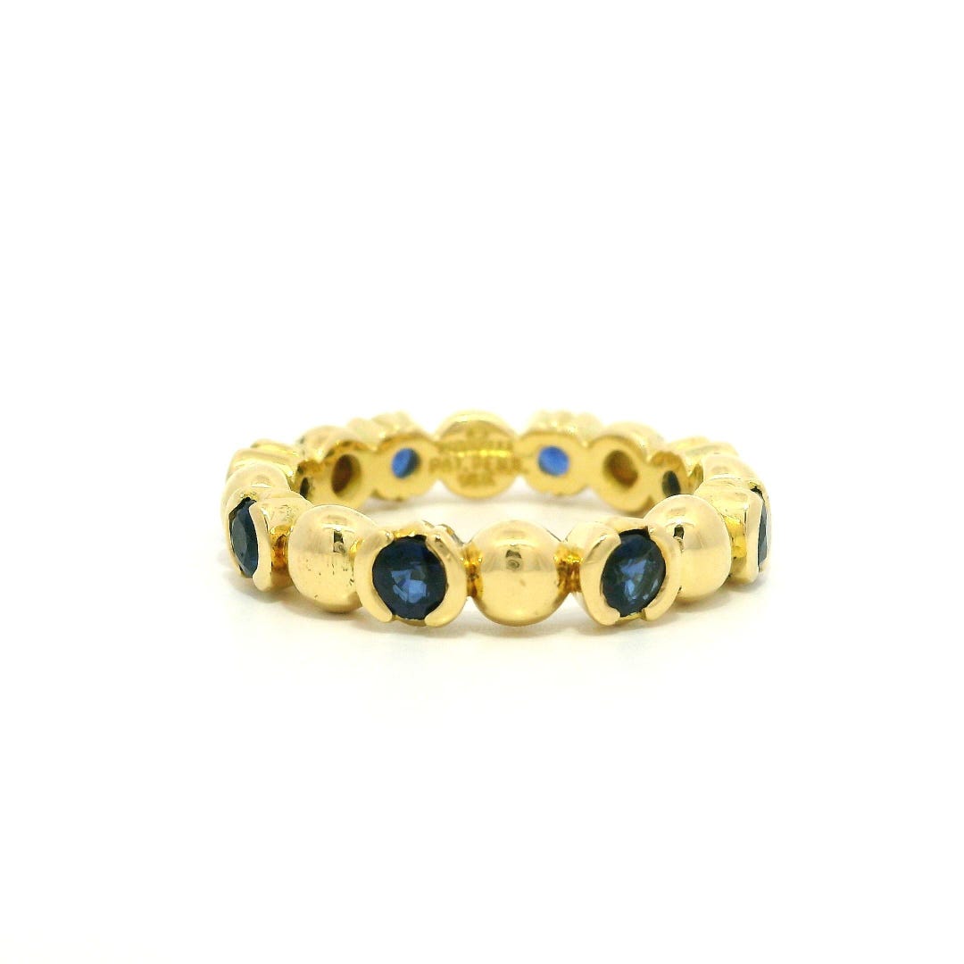 Paul Morelli 18k Yellow Gold Half Bezel 1.20ctw Sapphire Eternity Band ...