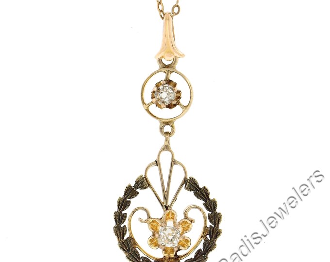 Antique Edwardian 10 K Gold Lavalier With Real Pearls and Amethyst ...