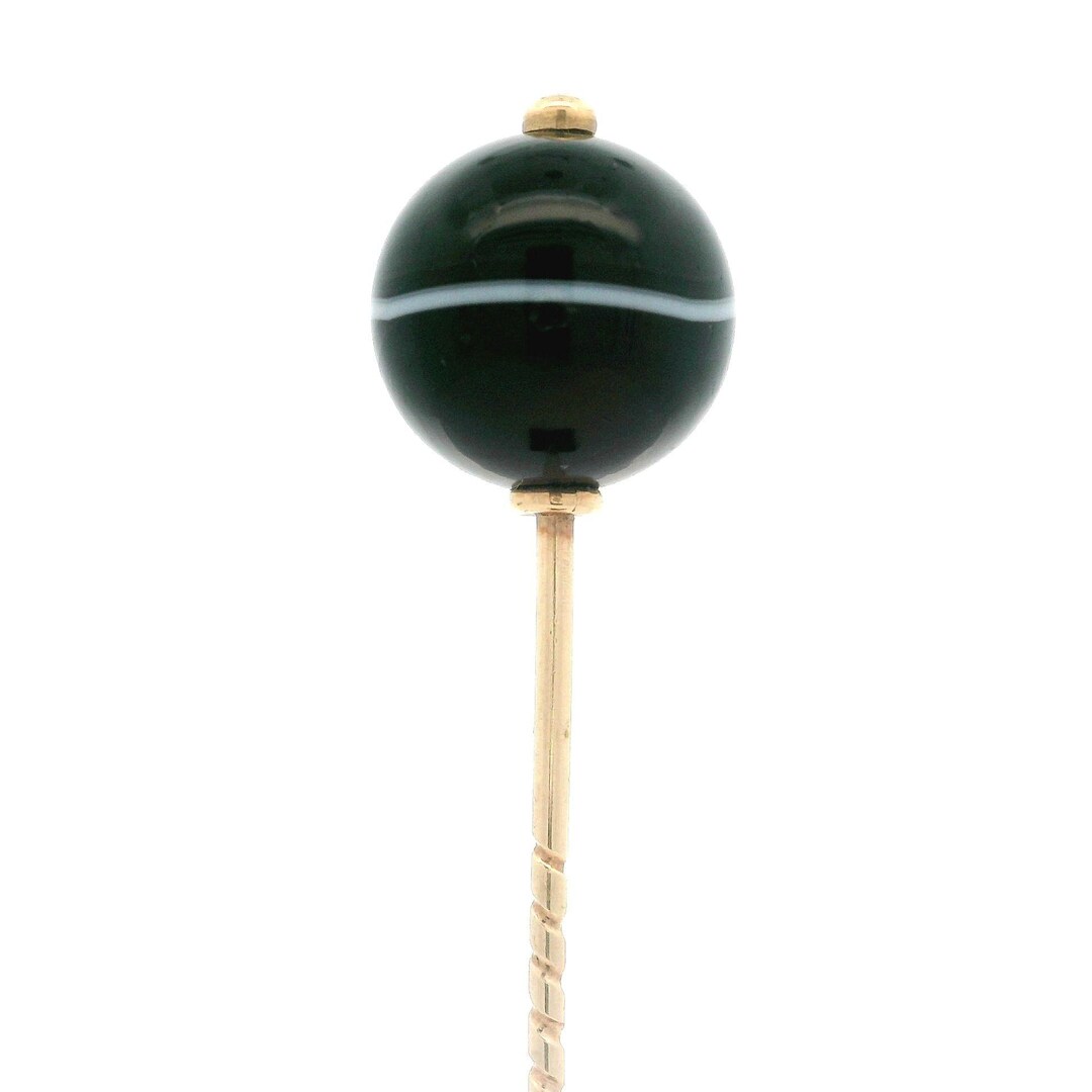 Antique 12k Yellow Gold Sphere Bead Ball Banded Agate Stick Pin - Etsy