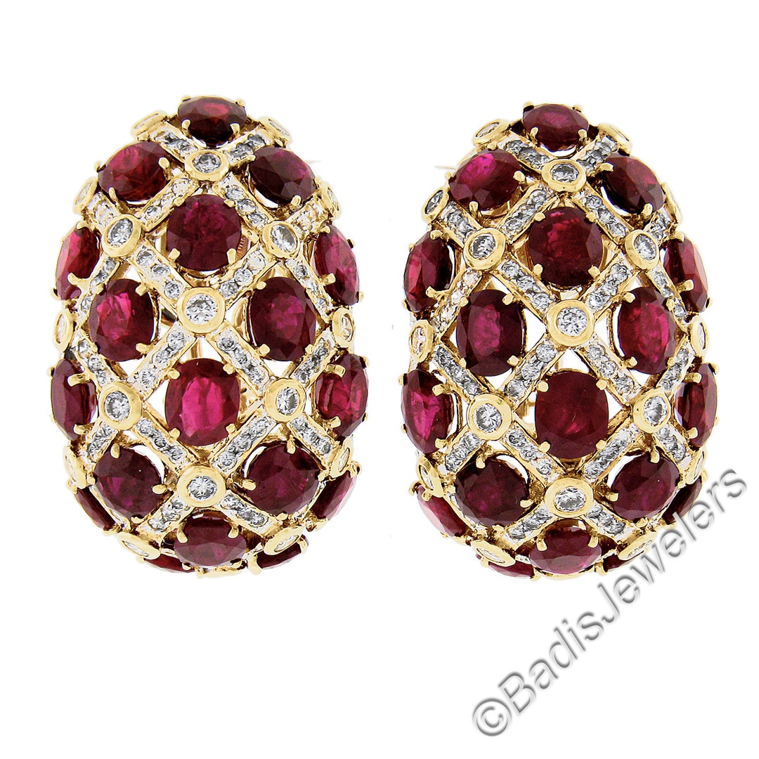 Vintage 18K Yellow Gold GIA Graded 34.50ctw Burma Oval Ruby & Diamond ...