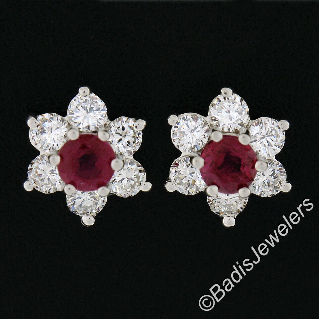 Estate Gorgeous 14k White Gold 1.22ctw Round Brilliant Cut Ruby ...