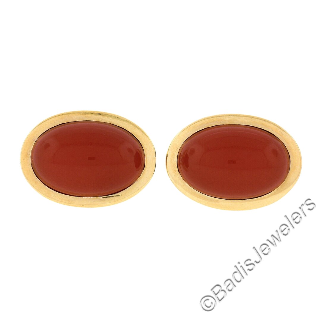 Vintage 14K Yellow Gold Oval Cabochon Bezel Set HIGH QUALITY Carnelian ...