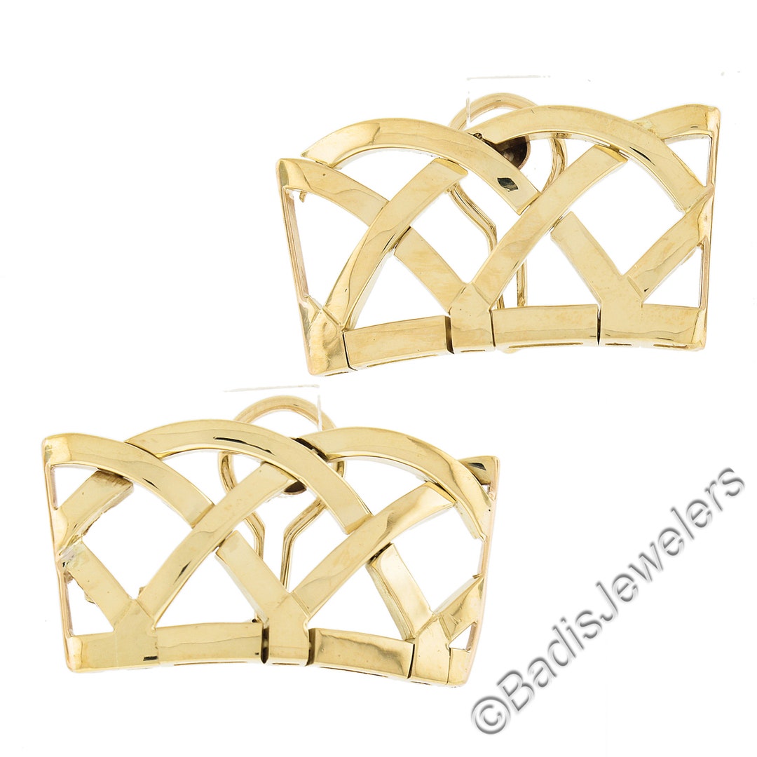 Solid 18K Yellow Gold Lattice Crown Polished Finish Open Work Omega ...