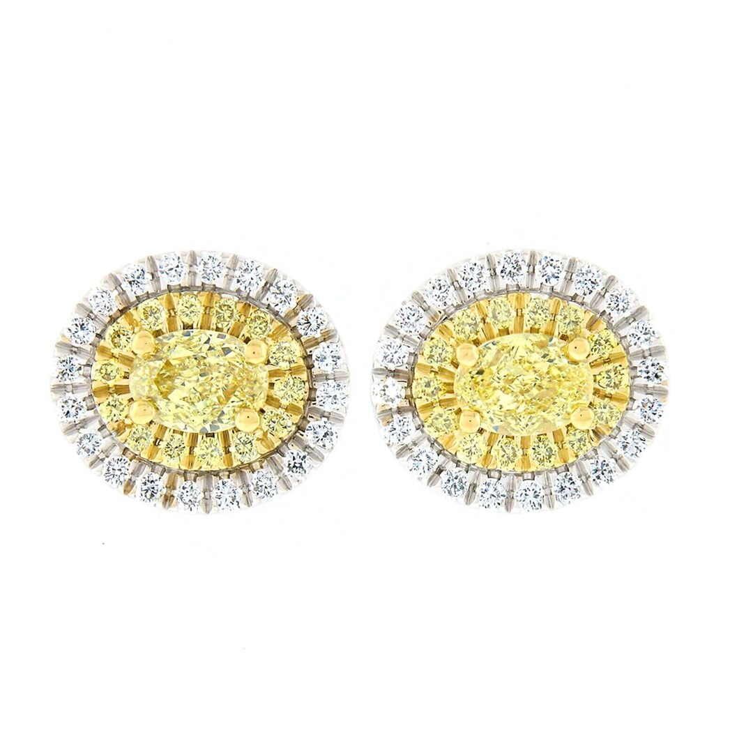 NEW Elegant 18K Two Tone Yellow and White Gold 1.0ctw Oval Brilliant ...