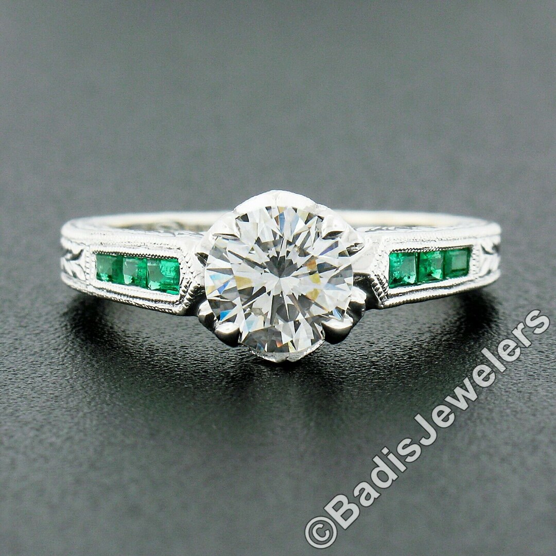 Estate 14k White Gold 1.51ctw GIA Certified Round Brilliant Diamond ...