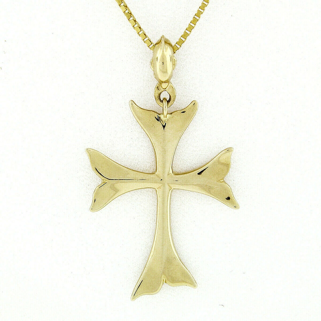 Estate 14K Solid Yellow Gold 20" Adjustable Box Link Chain With ...