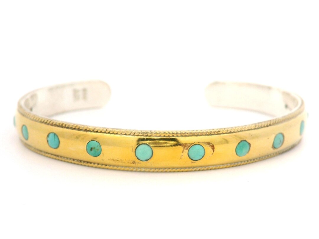 Anna Beck Silver & Gold Plated Inlaid Cabochon Turquoise Open Cuff ...