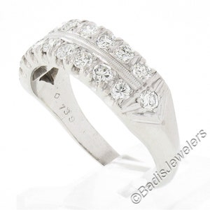 Vintage Platinum 1.0ctw Dual Row Round Brilliant Cut Fishtail Pave Set ...