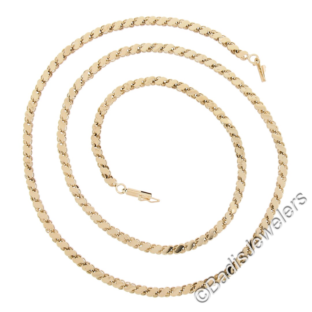 14k Yellow Gold 25" Polished Dual Sided S Link Chain Necklace Barrel ...
