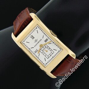 Vintage Movado 14k Yellow Gold Rectangular Curved Mechanical Wind Watch ...