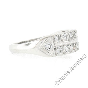 Vintage Platinum 1.0ctw Dual Row Round Brilliant Cut Fishtail Pave Set ...