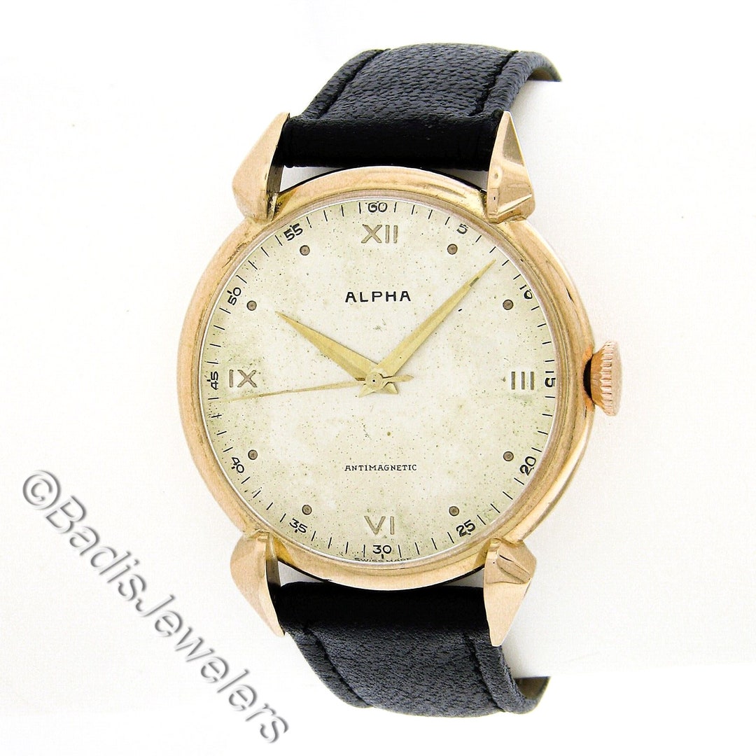 Vintage Men's 18K Gold Alpha Swiss Mechanical Manual Wind - Etsy