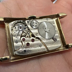 Vintage Movado 14k Yellow Gold Rectangular Curved Mechanical Wind Watch ...