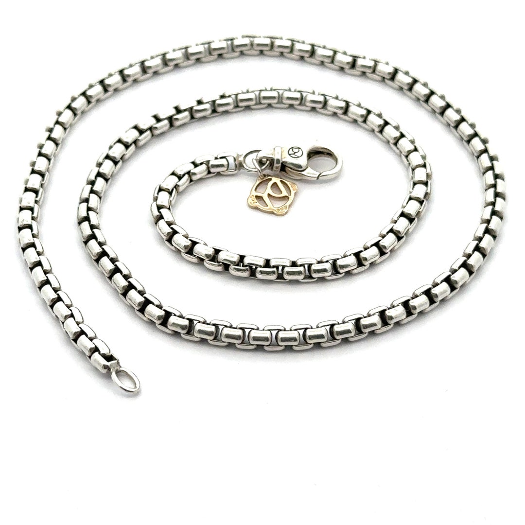 David Yurman Sterling Silver 14k Gold 3.5mm Beveled Box Chain Necklace ...
