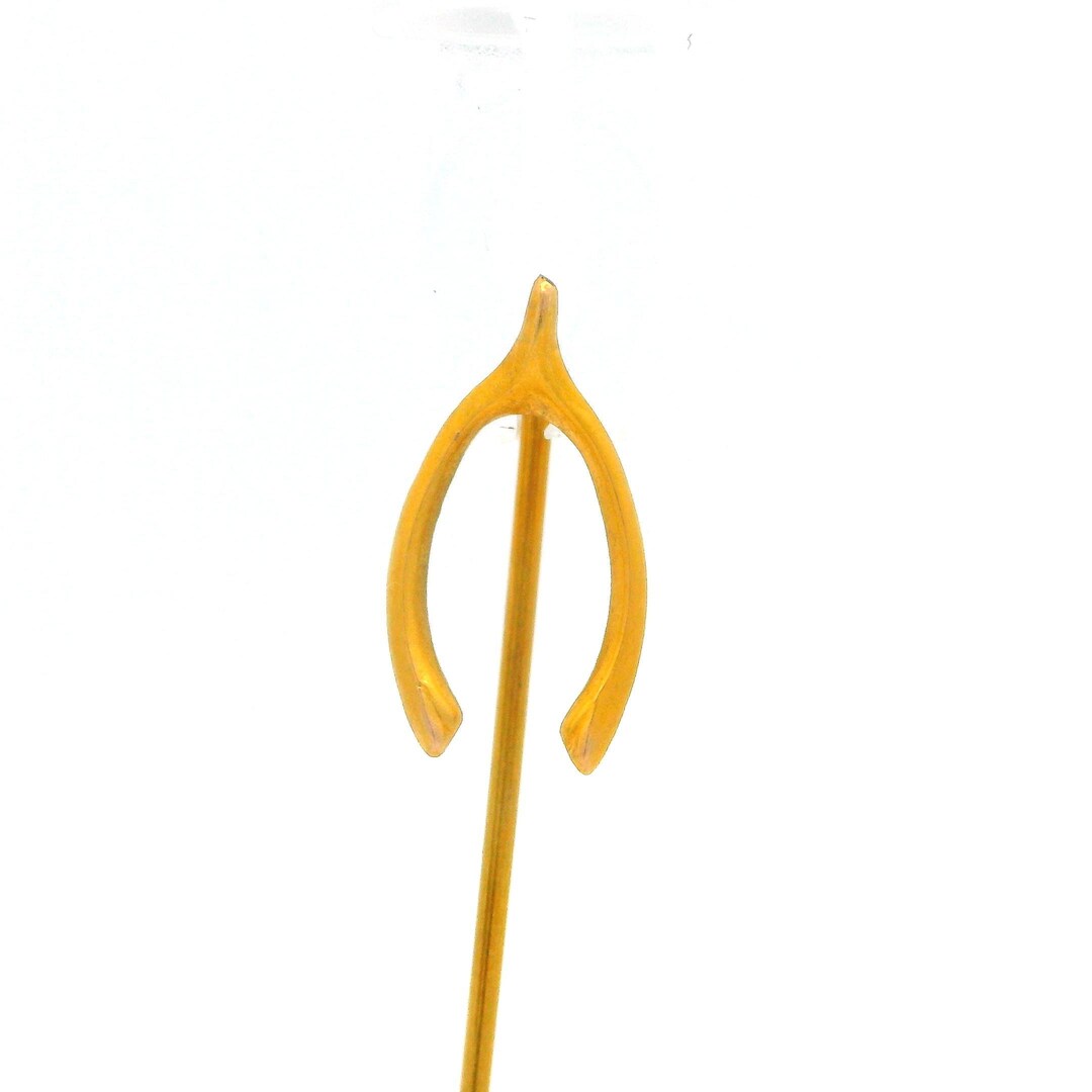 Antique Art Nouveau 14k Yellow Gold Matte Finish Petite Wishbone Stick ...