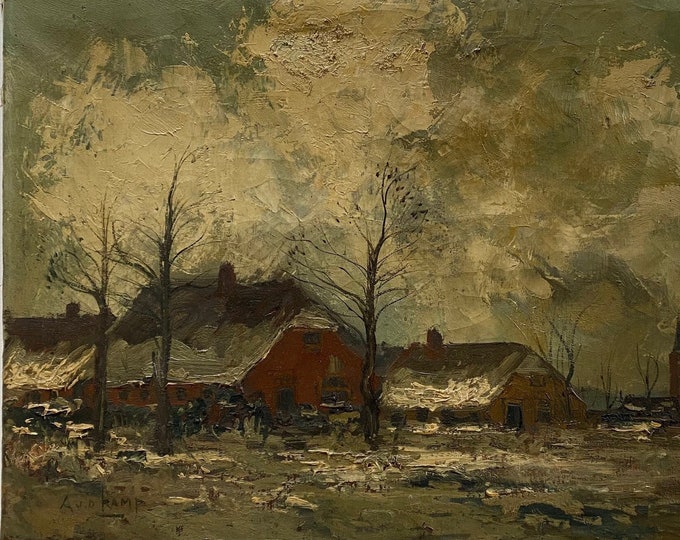 Antique Dutch Dark Landscape Oil Painting, Antique Farms Oil Painting ...