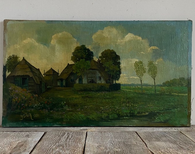 1950 Dutch Summers Landscape Oil Painting, Wildflowers Oil Painting ...