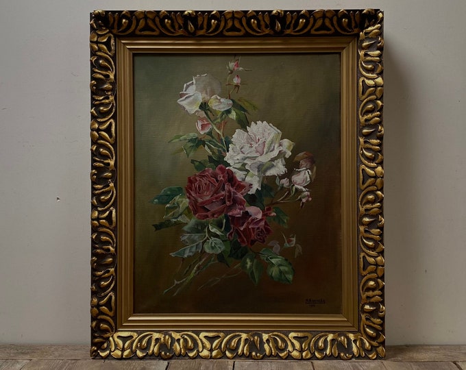 Large Roses Oil Painting, Large Dutch Still Life, Original Oil on ...