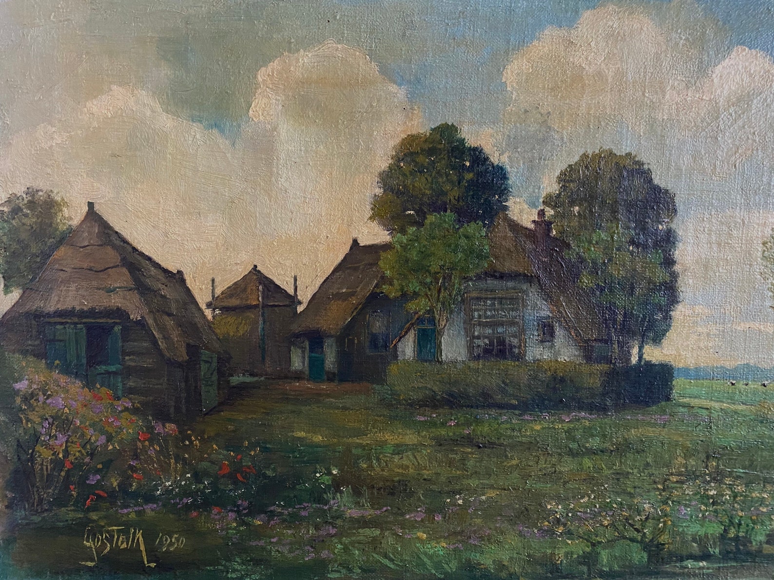 1950 Dutch Summers Landscape Oil Painting Wildflowers Oil - Etsy