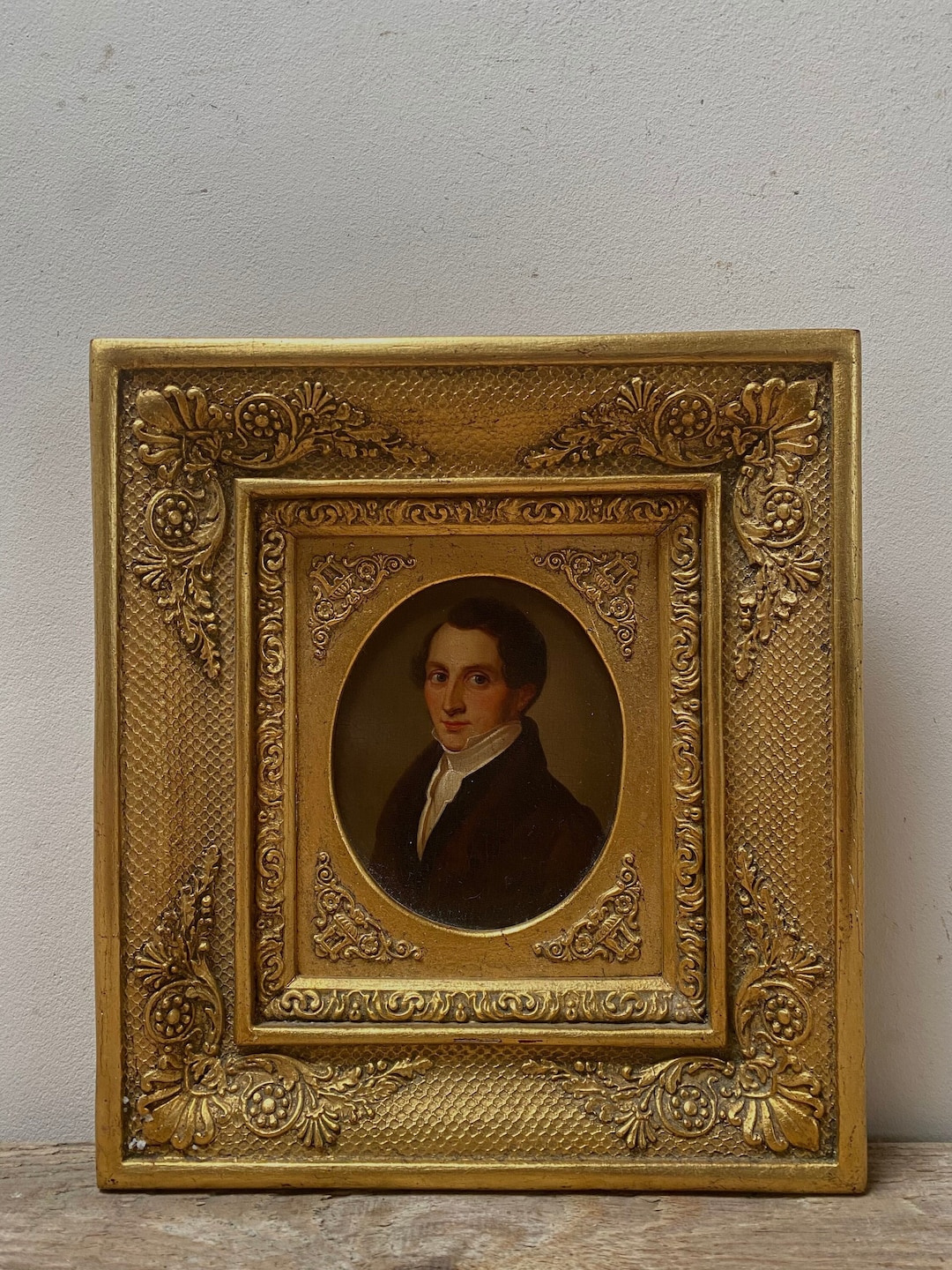 Small 19th Century Dutch Portrait Oil Painting, 1800s Portrait Gentleman Oil Painting, 1800s Sir ...