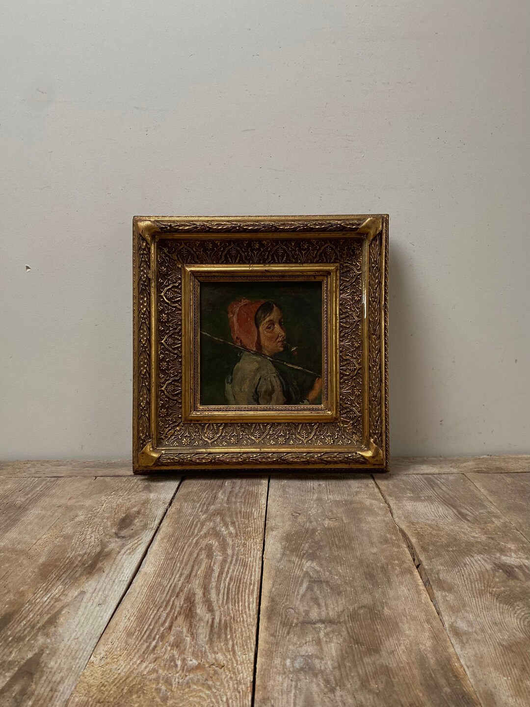 19th Century Belgian Portrait Oil Painting, 1800s Portrait Girl Oil ...