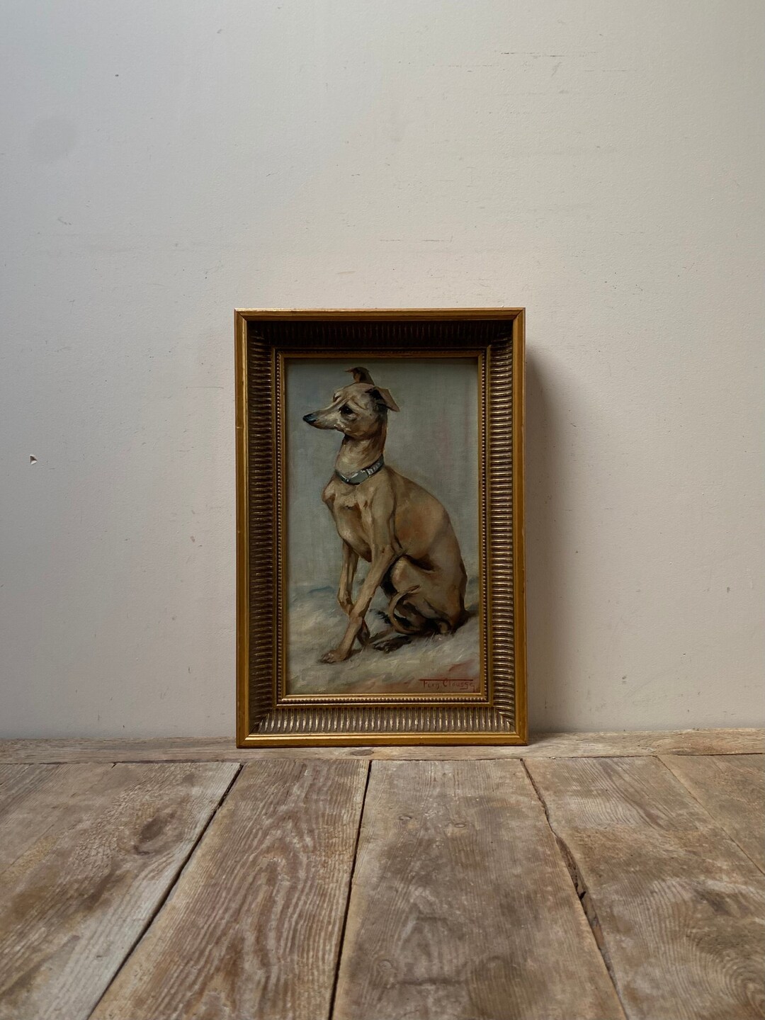 Antique Italian Greyhound Oil Painting, Antique Dog Portrait Oil ...
