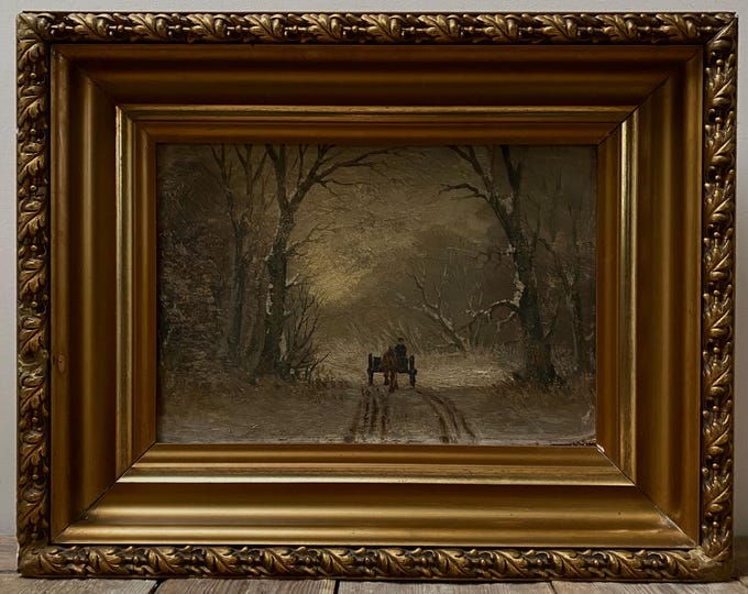 Antique Horse and Carriage Oil Painting, Antique Moody Forest, Antique ...