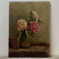 Vintage Oil Painting | Impressionist Still Life | Flowers by the Window ...