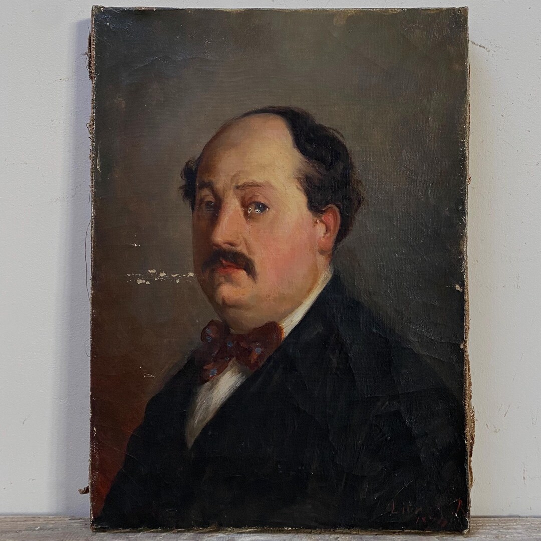 Small 19th Century French Gentleman Portrait Oil Painting, 1800s French Portrait Oil Painting ...