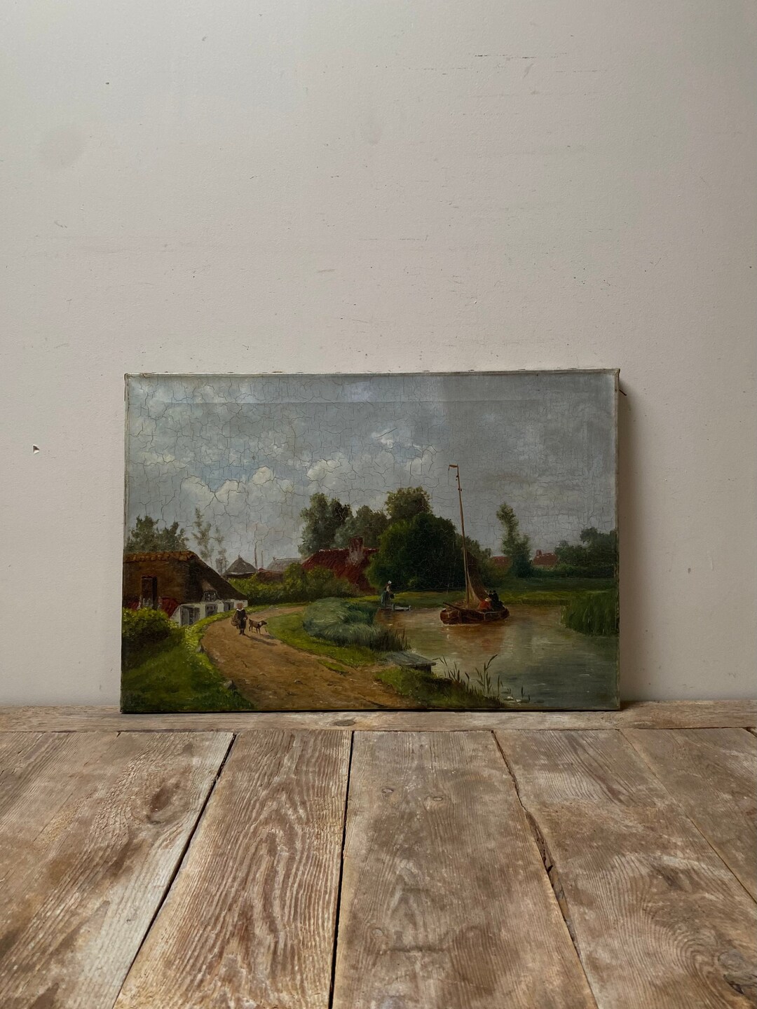 19th Century Dutch Landscape Oil Painting, 1800s Dog Portrait, 1800s ...