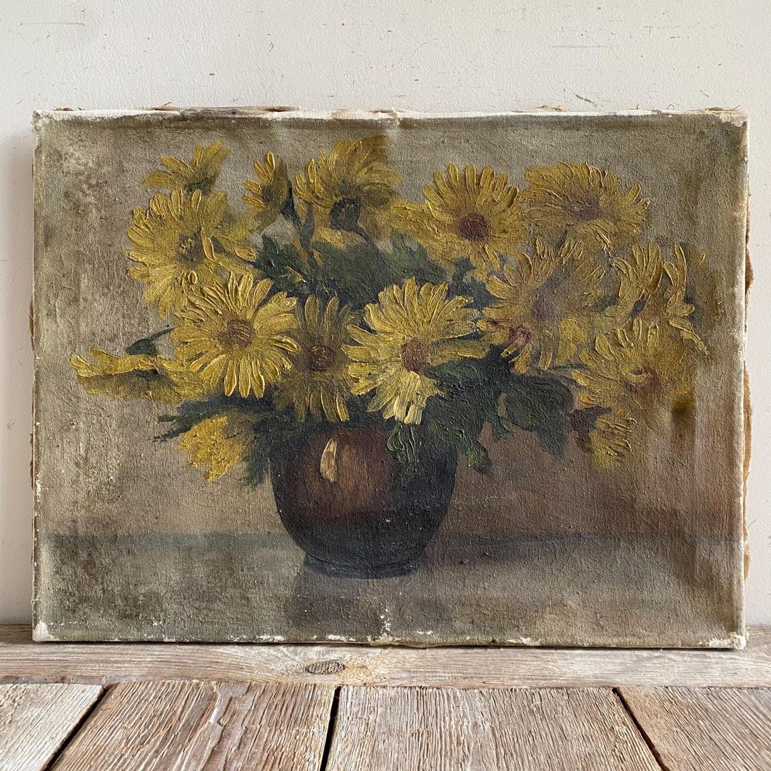 Wildflowers Oil Painting, Shabby Floral Oil Painting, Brocante Flowers ...