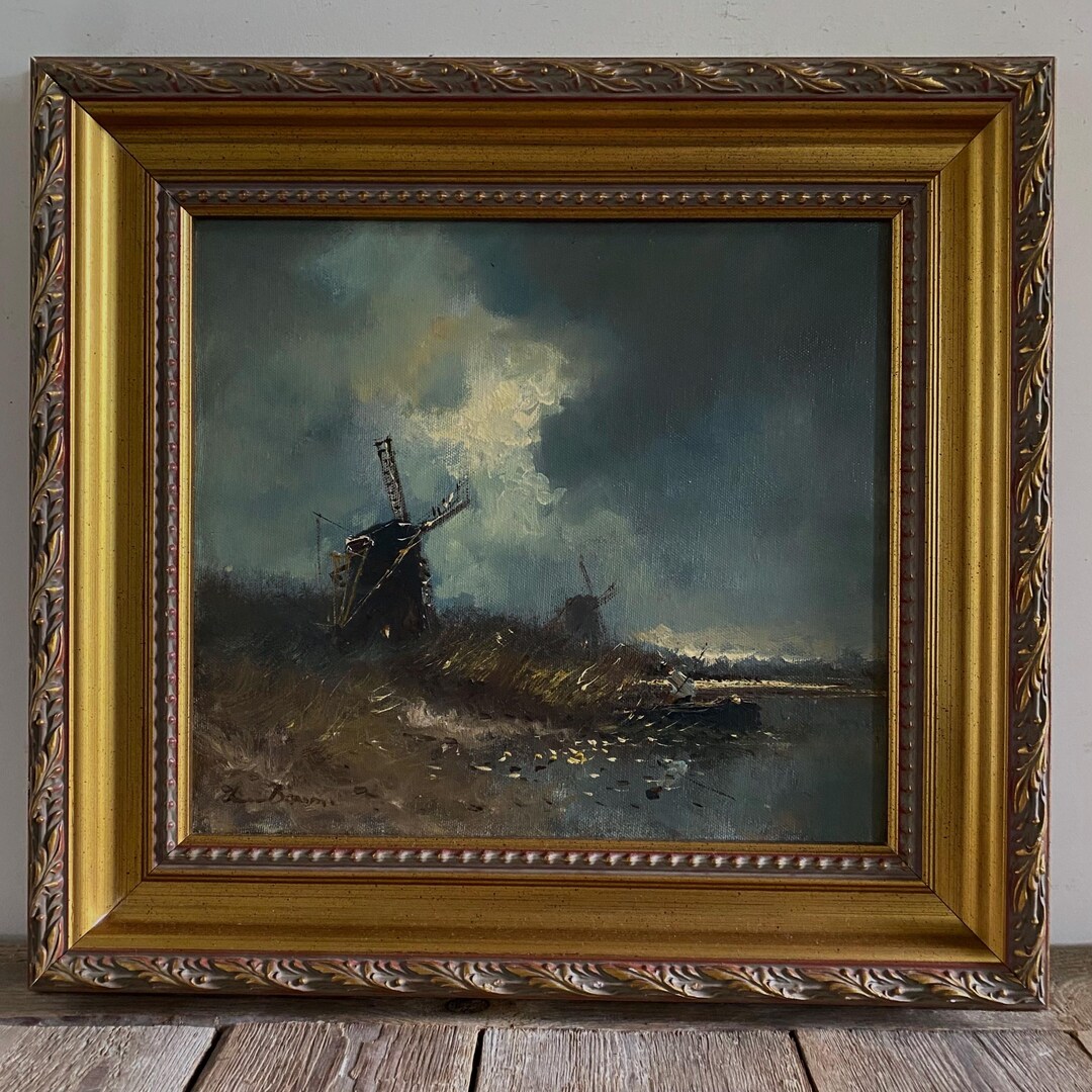 Fisherman Oil Painting, Windmills Oil Painting, Moody Lake Oil Painting ...