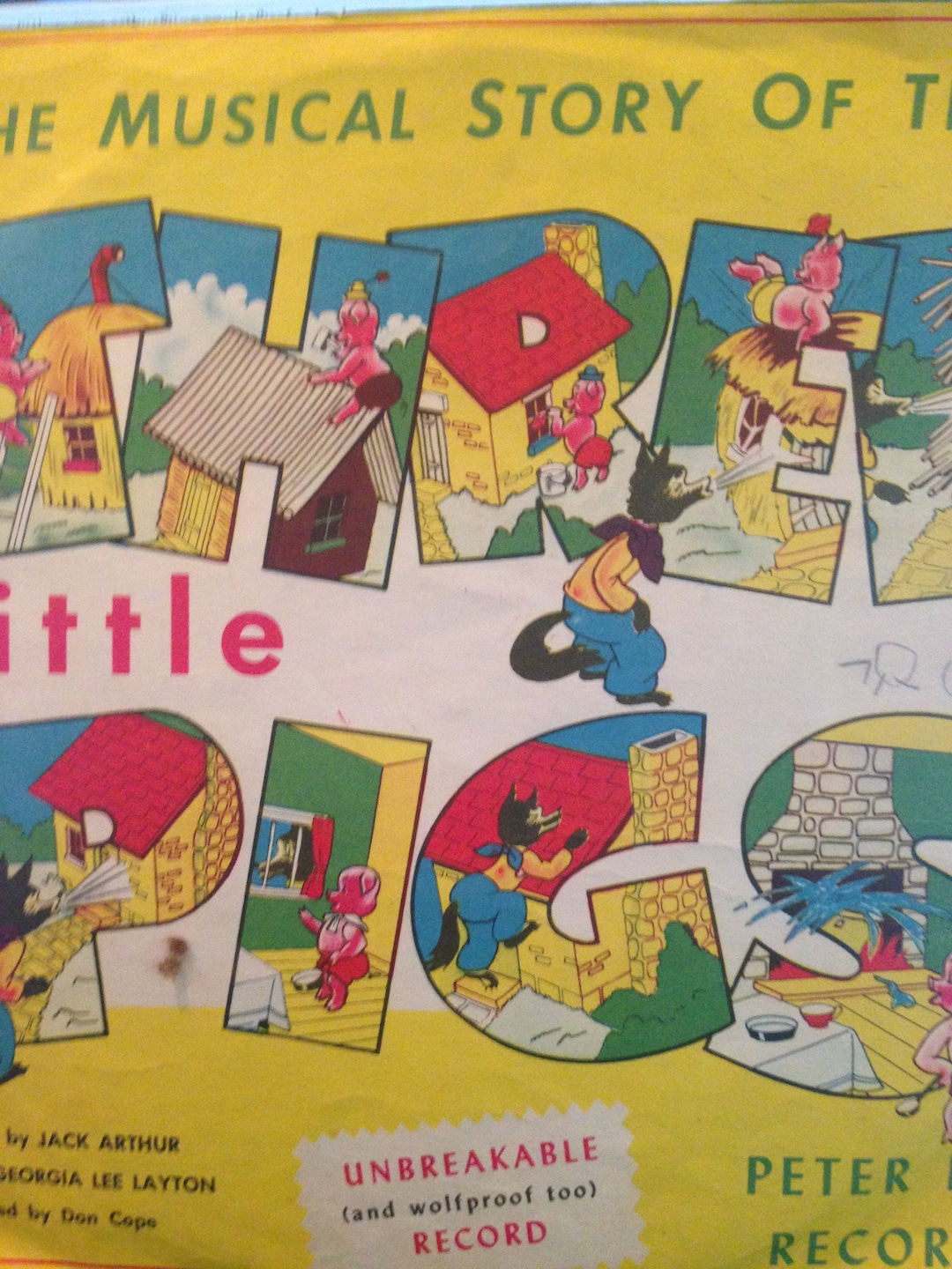 Musical Story of the Three Little Pigs Jack Arthur Childrens 10" 78rpm ...