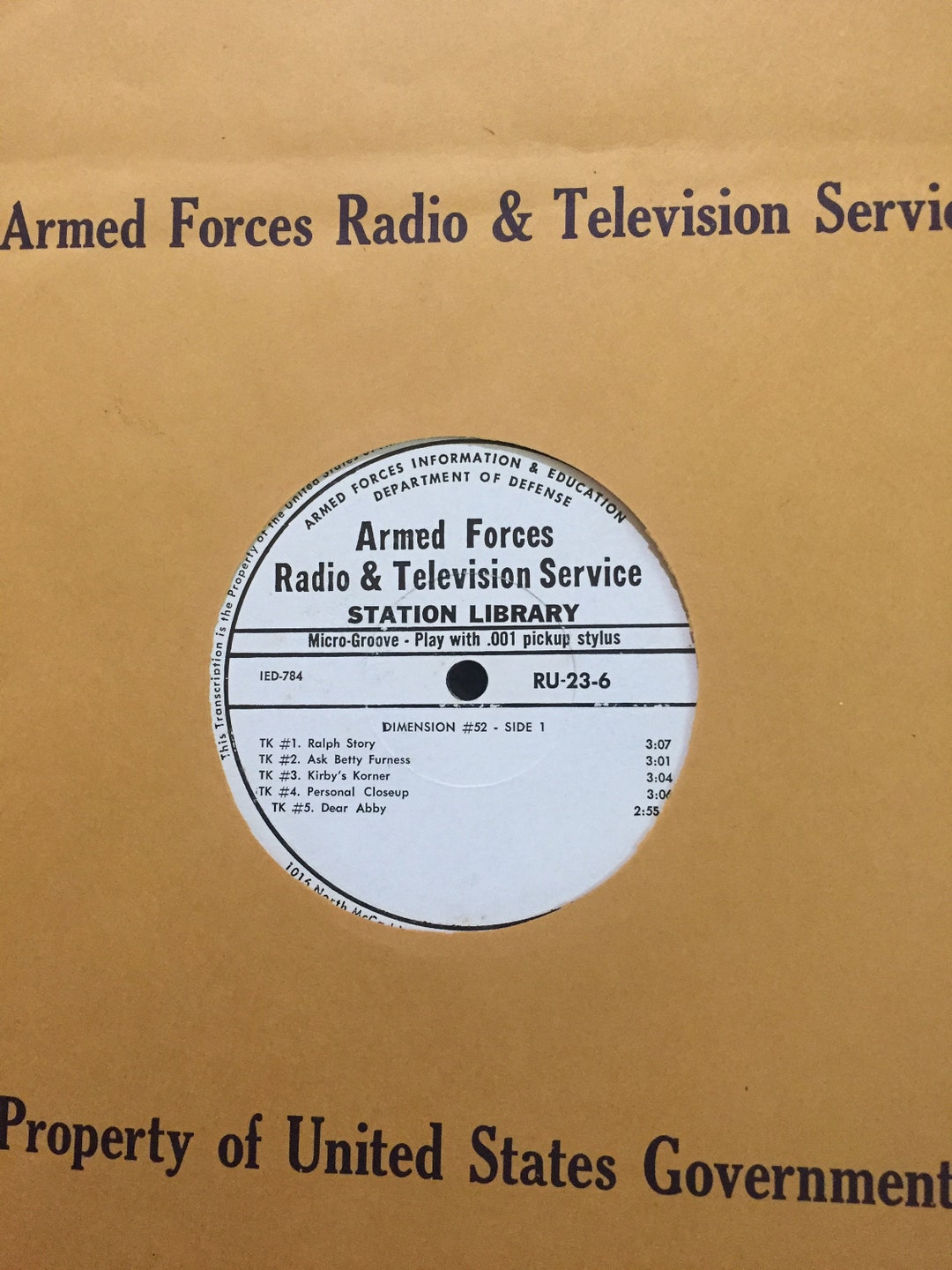 Armed Forces Radio & Television Services Radio Transcription Various ...