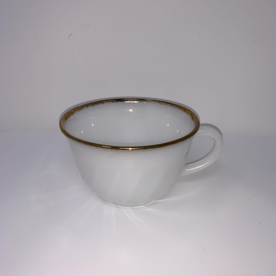 Vintage Fire-king Cup With Gold Trim - Etsy
