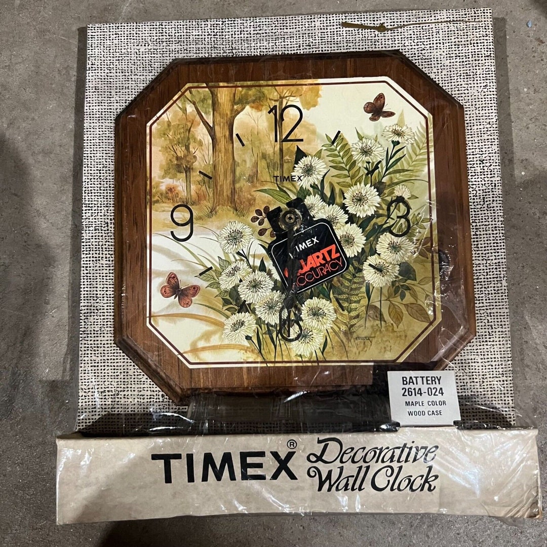 Vintage Timex Clock Octagon Walnut Color Battery Wall - Etsy