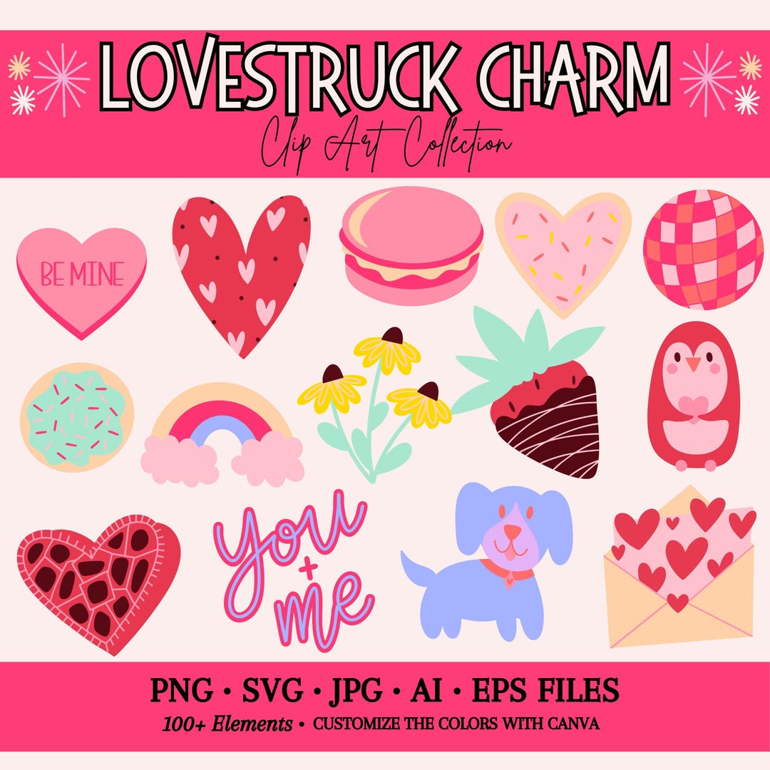 Lovestruck Charm, Valentines Svgs, Pngs, EPS, JPG, AI, Digital, Love ...